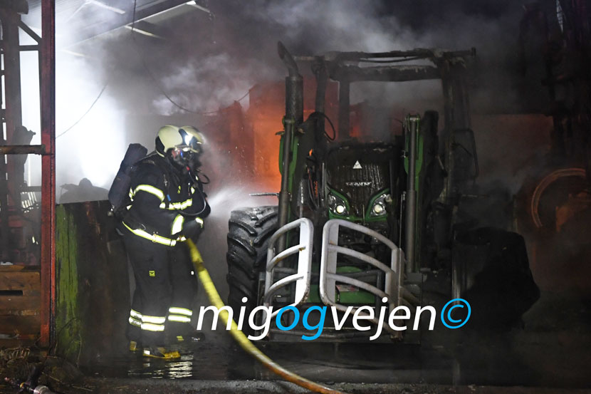 Brand i maskiner og lade